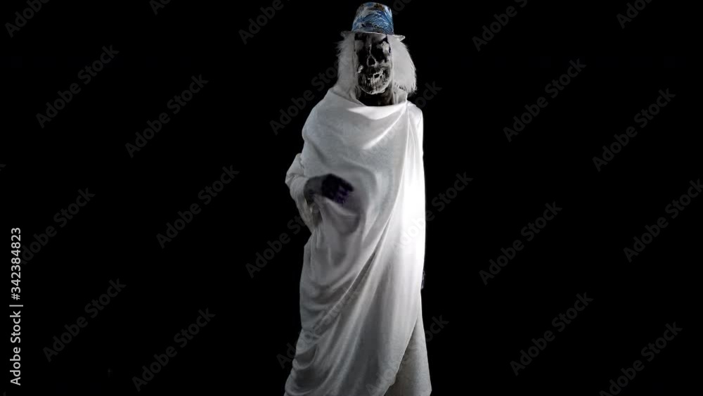 Grotesque Ghost with dark eyes and spooky complexion appears with wide ...