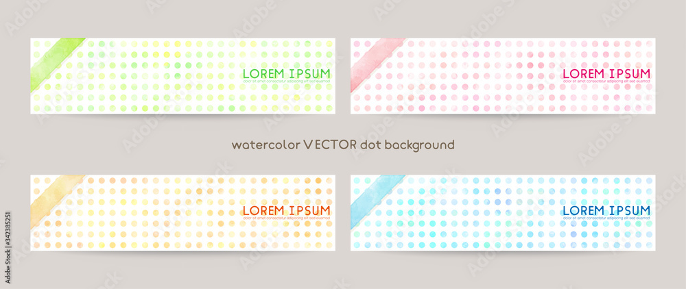 Set of colorful vector watercolor dot backgrounds. web banners template ...