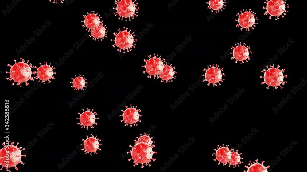 Animated floating virus germs microscopic elements with transparent ...