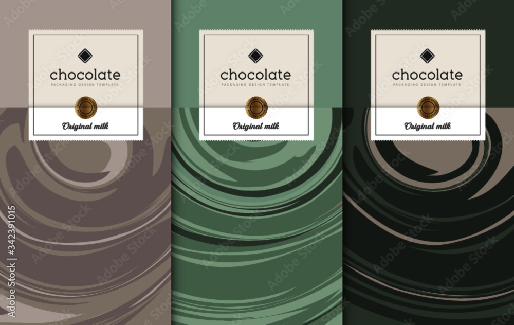 Chocolate bar packaging set. Trendy luxury product branding template ...