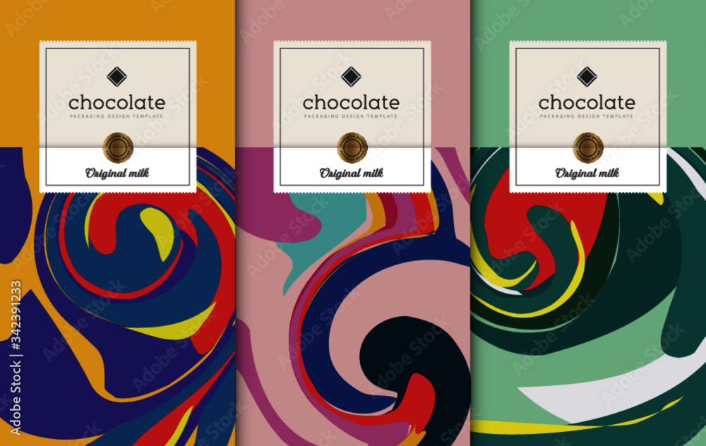 Chocolate bar packaging set. Trendy luxury product branding template ...