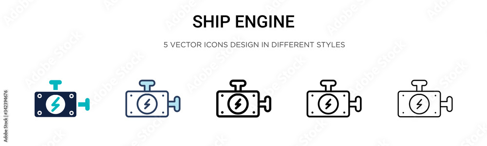 Ship engine icon in filled, thin line, outline and stroke style. Vector ...