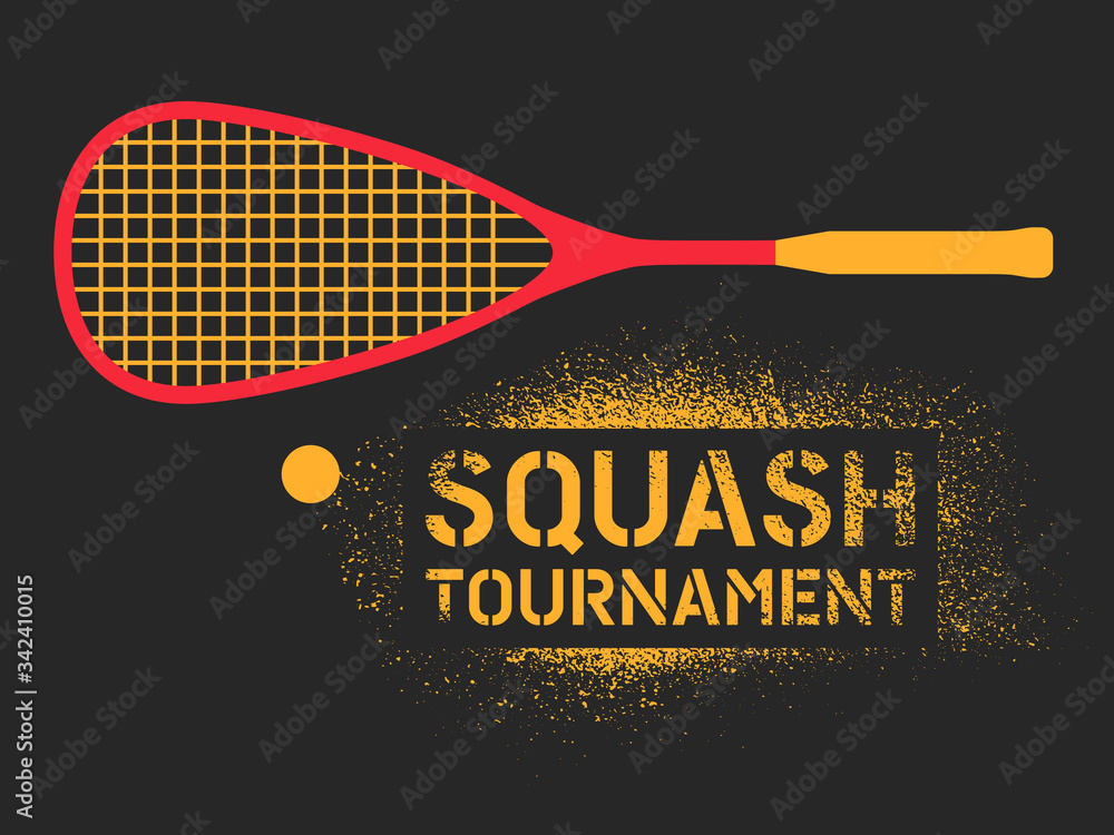 Squash tournament typographical vintage stencil spray style poster ...