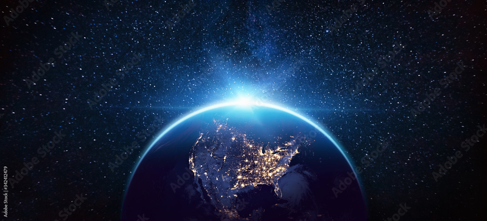 Planet Earth North America from the Space at Night. Elements of this ...