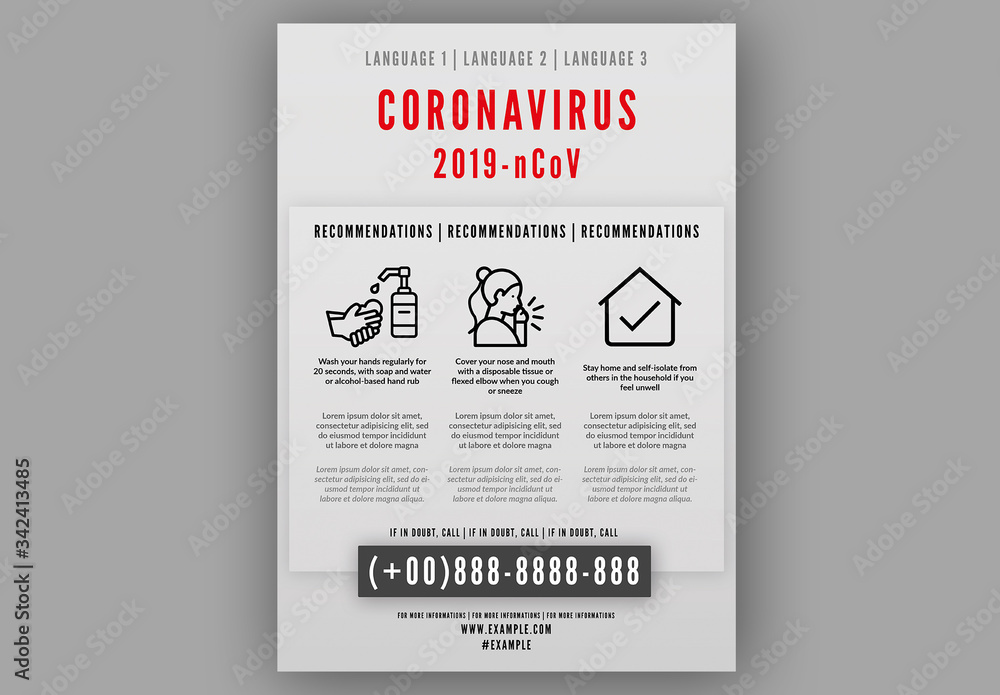 COVID-19 Multi-Language Poster Layout Stock Template | Adobe Stock