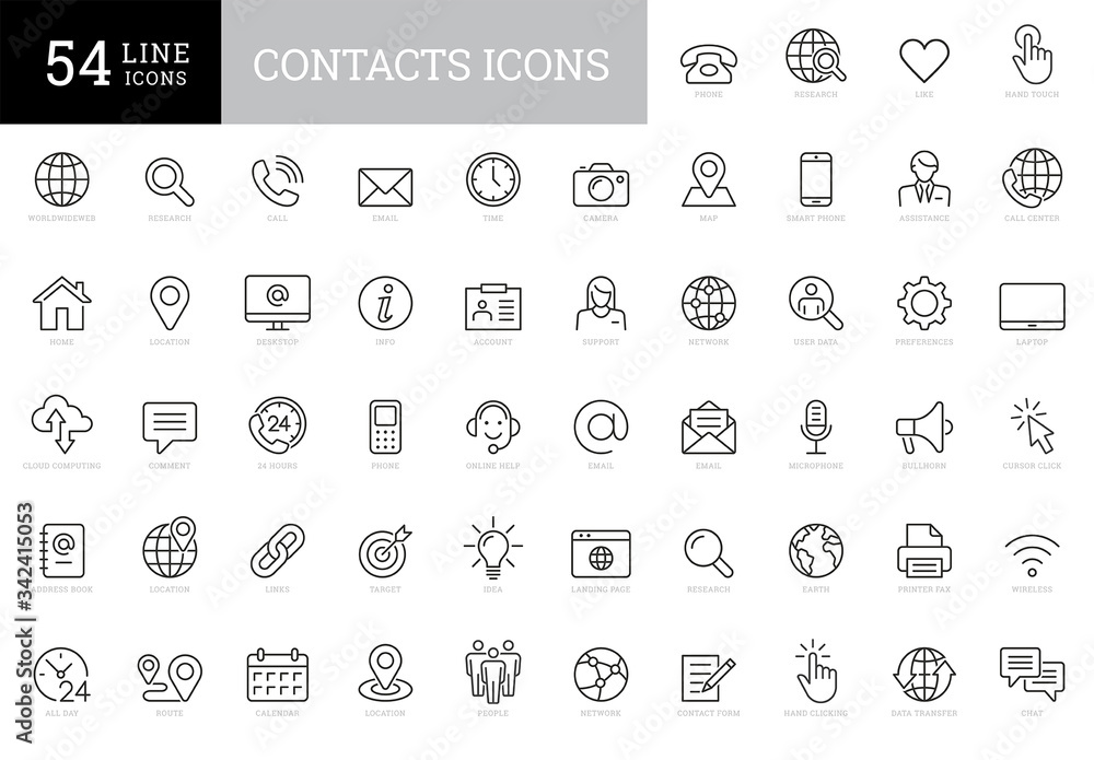 Contacts Icon Set Art Kit Stock Template | Adobe Stock