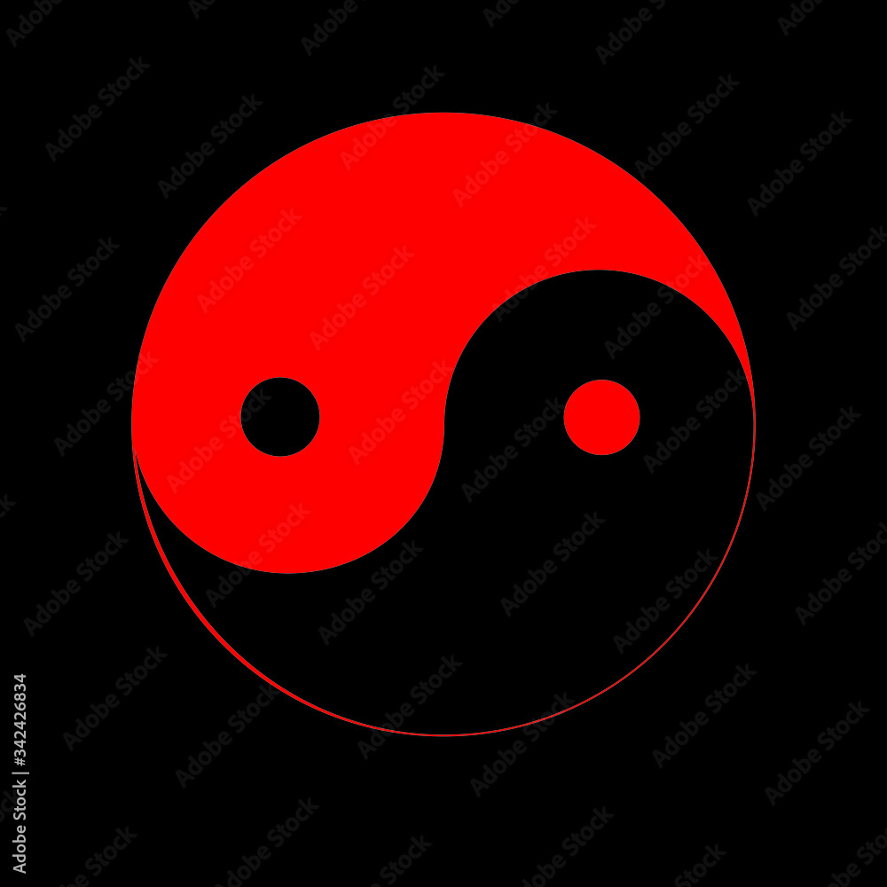 Vector yin yang red sign on a black background Stock Vector | Adobe Stock