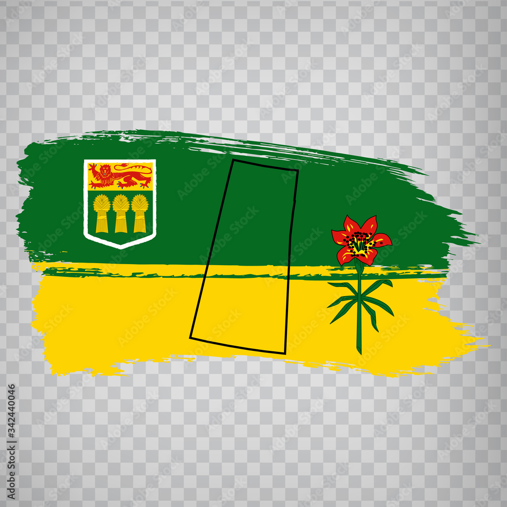 Vecteur Stock Flag of Saskatchewan from brush strokes. Blank map of ...