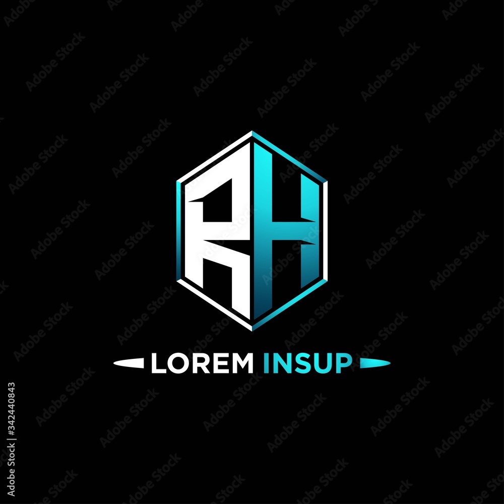 RH initial hexagon logo monogram designs modern templates . Stock ...
