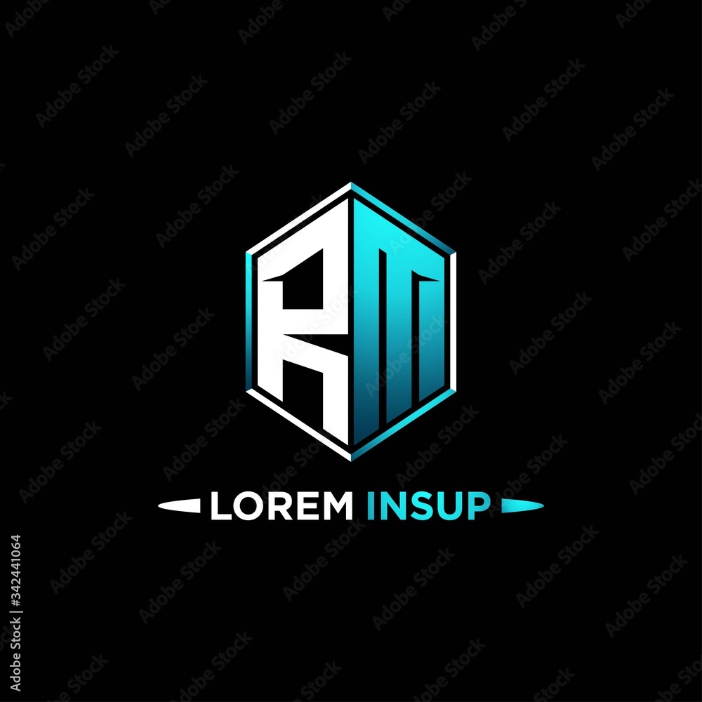 RM initial hexagon logo monogram designs modern templates . Stock ...