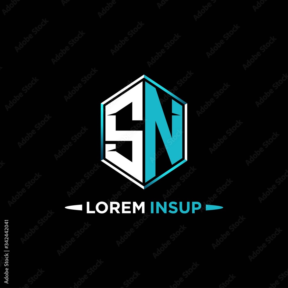 SN initial hexagon logo monogram designs modern templates . Stock ...