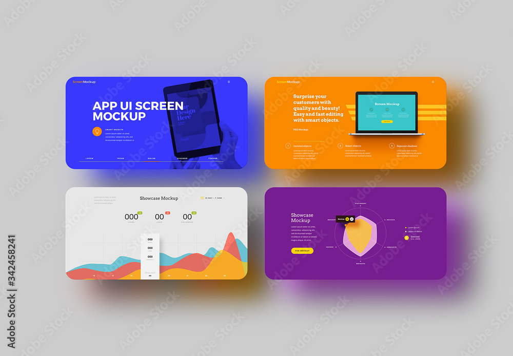 Landscape App UI Screen Mockup Stock Template | Adobe Stock