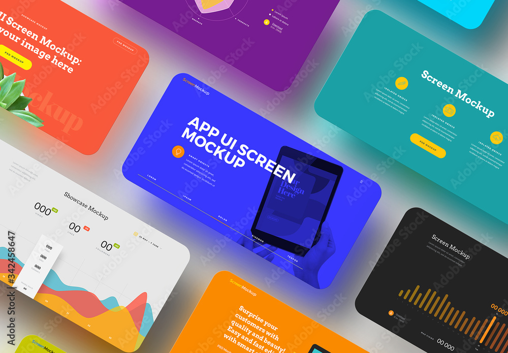 Landscape App UI Screen Mockup Set Stock Template | Adobe Stock