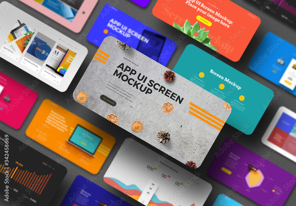 Landscape App UI Screen Mockup Set Stock Template | Adobe Stock