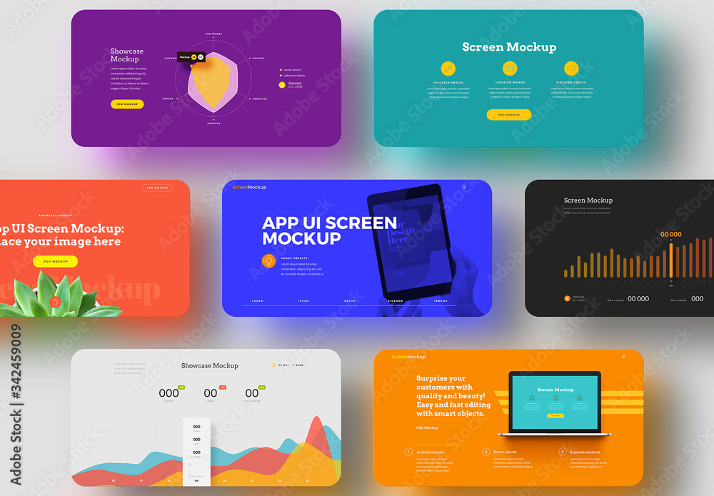 Landscape App UI Screen Mockup Set Stock Template | Adobe Stock