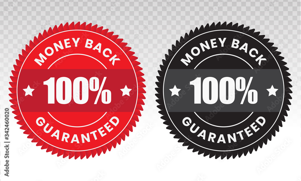 100 percent money back label vector flat icon for customer satisfaction ...