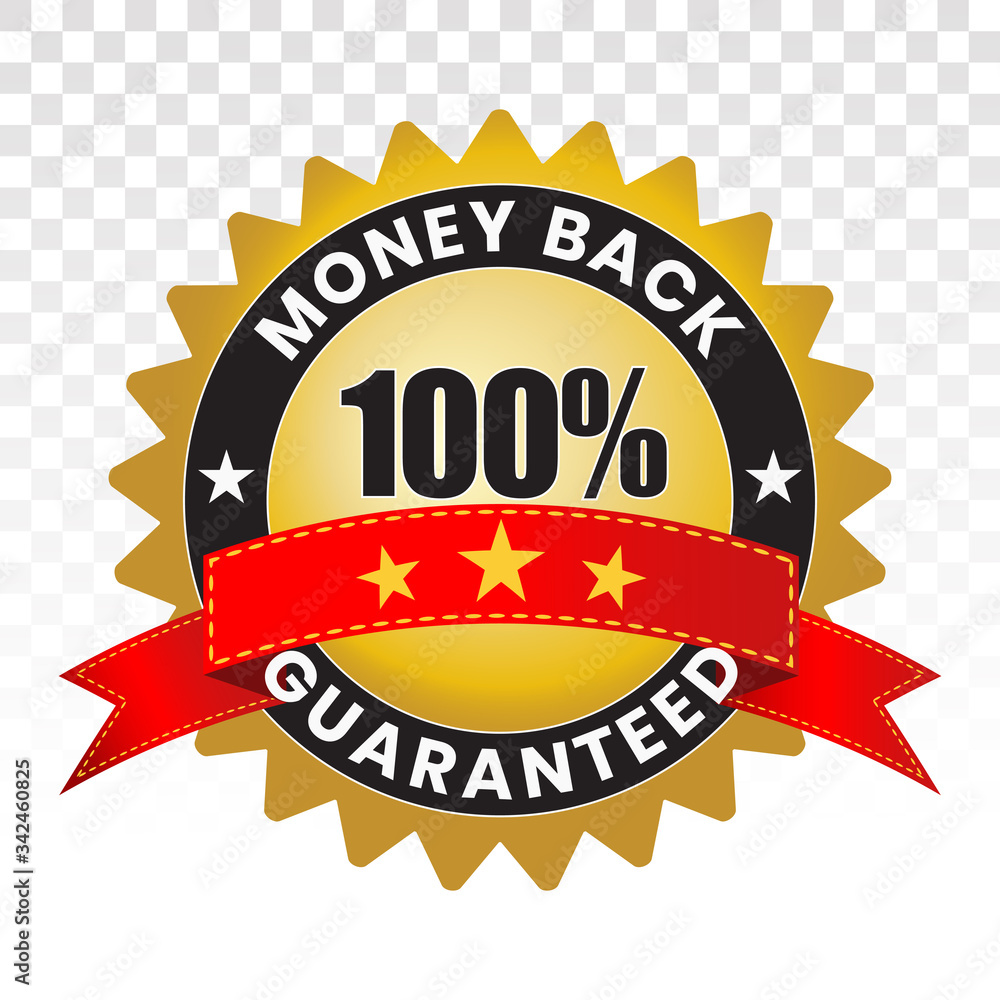 100 percent money back label vector flat icon for customer satisfaction ...