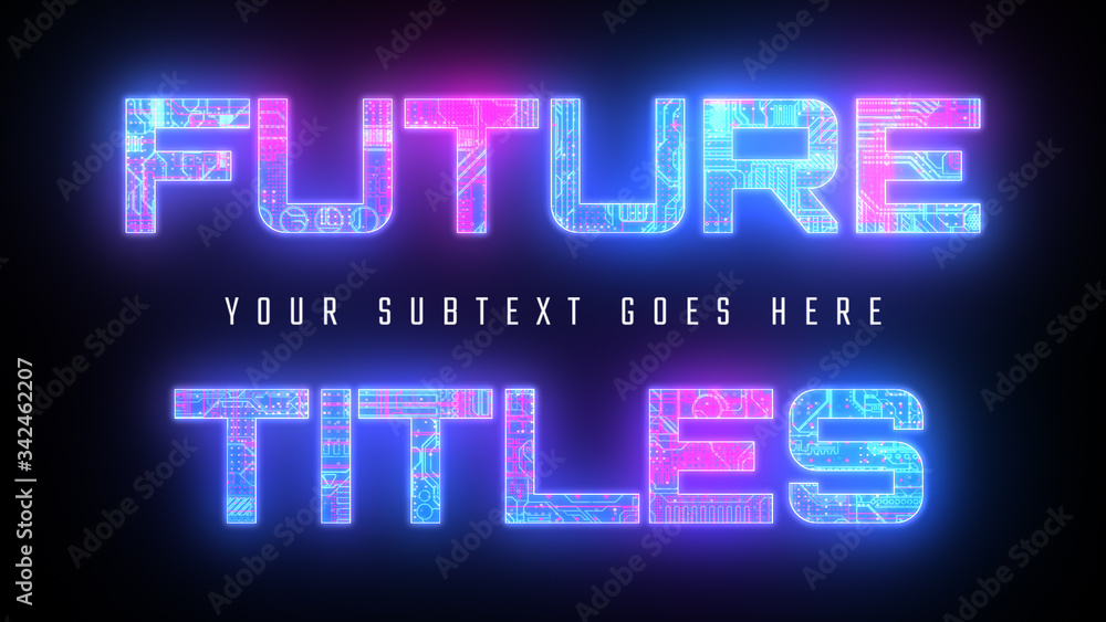 Futuristic Cyberpunk Titles Stock Template | Adobe Stock