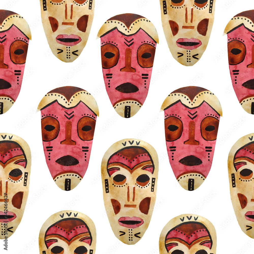 watercolor seamless hand drawn pattern with stylized graphic brown and ...