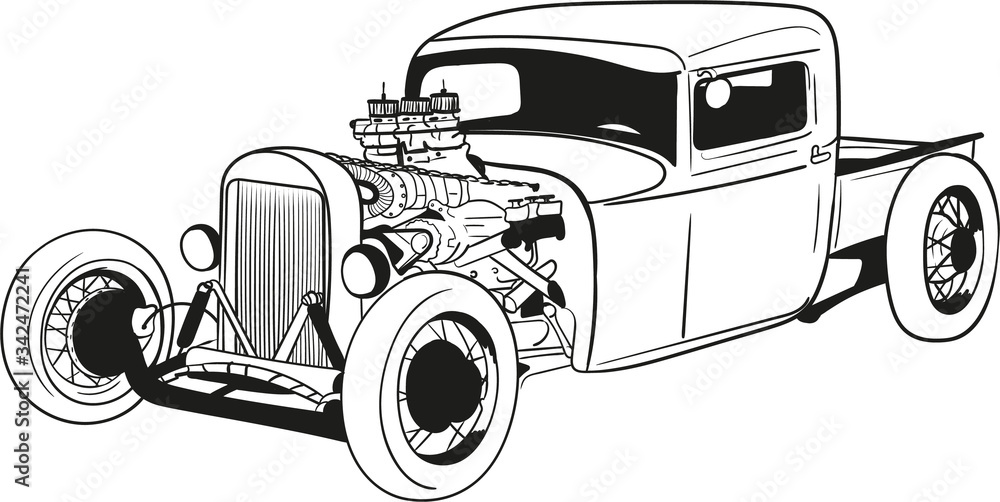 cartoon hot rod,cartoon car,american muscle car,hot rat car Stock ...