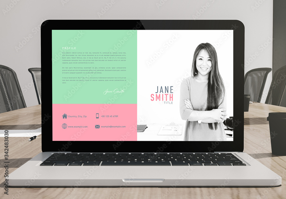 Pink and Mint Digital Resume Layout Stock Template | Adobe Stock