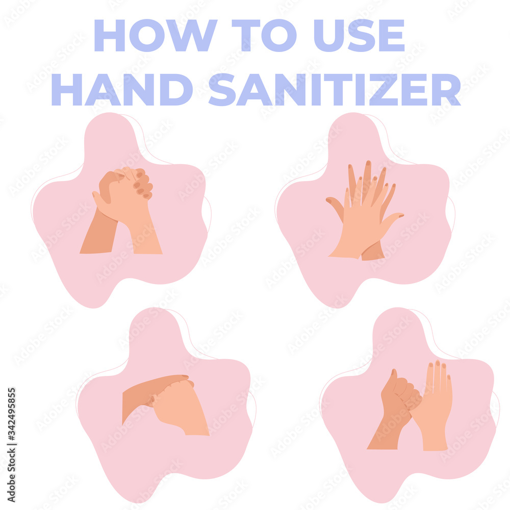 How to use hand sanitizer procedure to desinfect hands. Personal ...