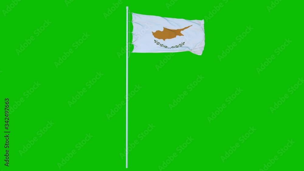 Vidéo Stock Cyprus Flag Waving on wind on green screen or chroma key ...