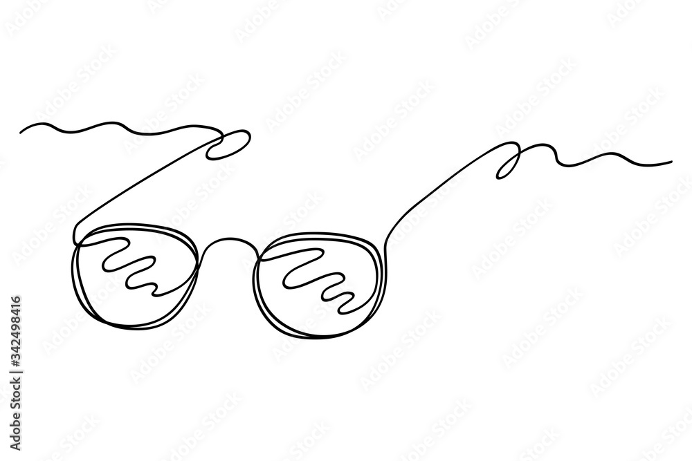 Continuous line drawing. Glasses. Black isolated on white background ...