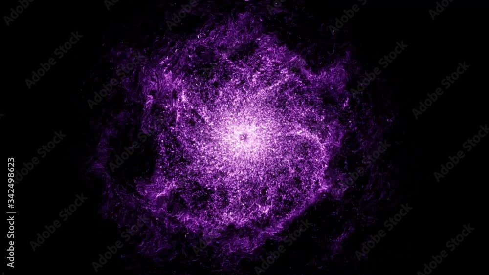 Purple illuminated particles in a form of giant field in fast motion ...
