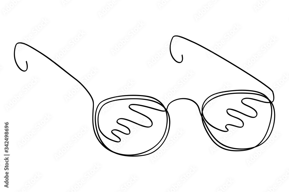 Continuous line drawing. Glasses. Black isolated on white background ...