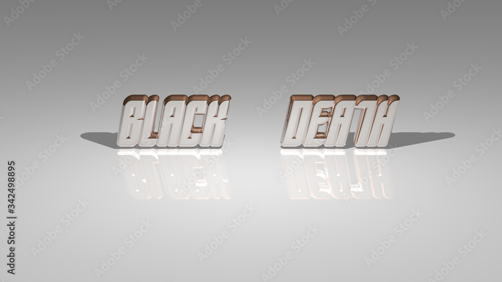 Colorful 3D BLACK DEATH illustration with light perspective and shades ...