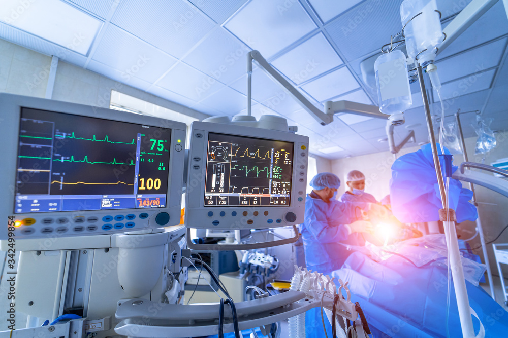 Interior hospital design concept. Interior of operating room in modern ...