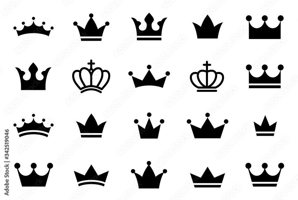 Big set quality crowns. Crown icons collection.Royal crown icons ...
