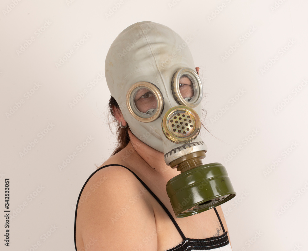 Woman in military gas mask Stock Photo | Adobe Stock