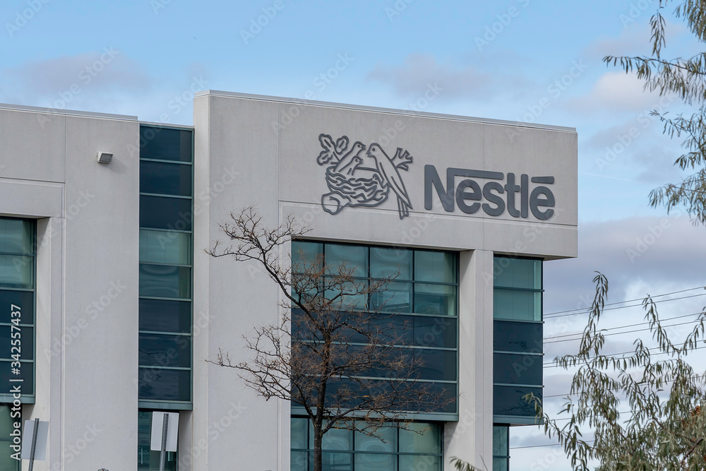 Brampton, Ontario, Canada- November 04, 2018: Sign of Nestlé Canada in ...
