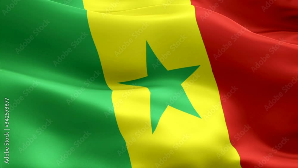Senegal waving flag. National 3d Senegalese flag waving. Sign of ...