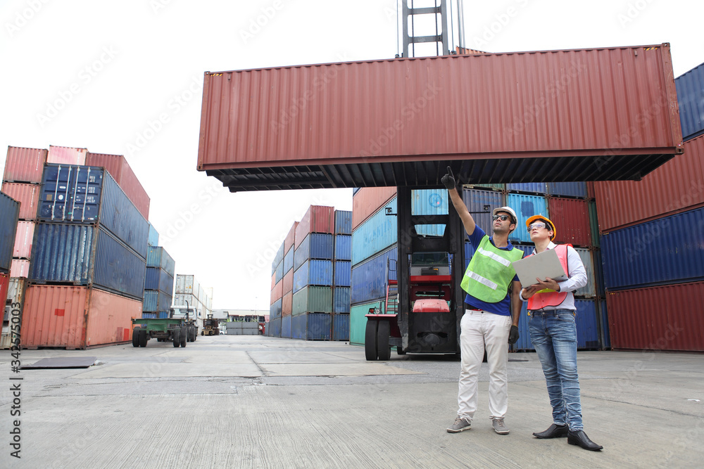 Engineering team working and they are loading container for support ...
