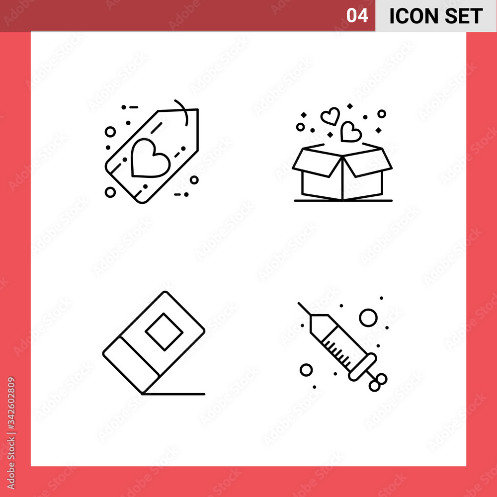 4 Universal Line Signs Symbols of black, islamic, heart, love, eraser ...