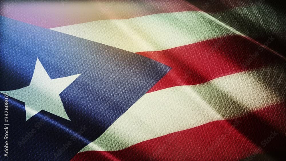 Video „4k Puerto Rico flag slow waving with visible wrinkles close up.A ...
