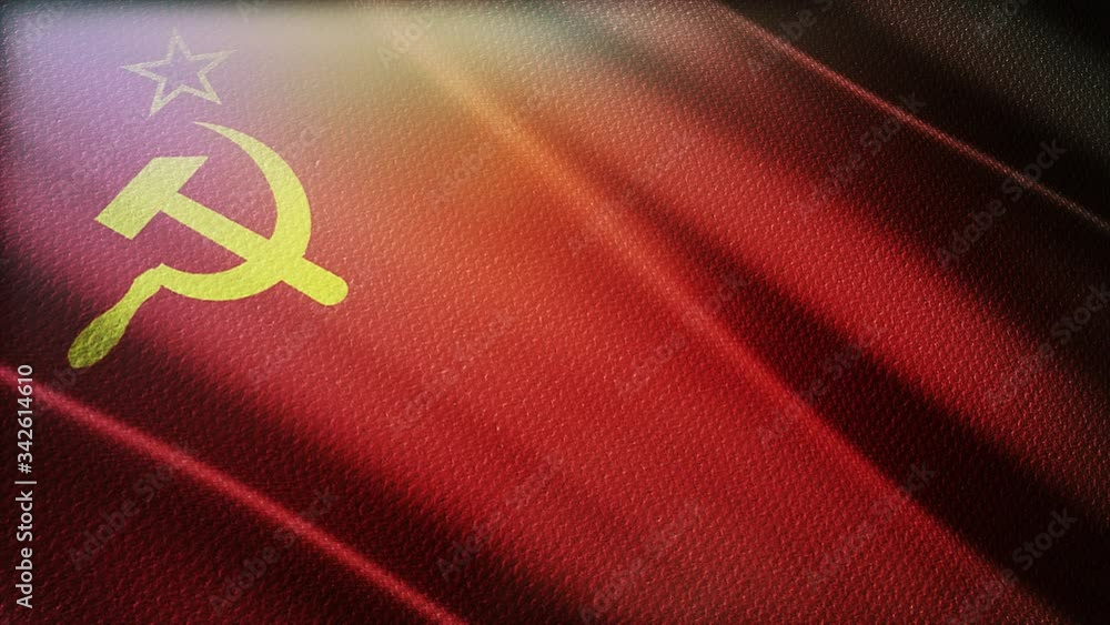 4k Former Soviet Union flag slow wrinkles waving with visible wrinkles ...