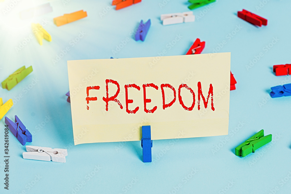 Conceptual hand writing showing Freedom. Concept meaning liberty rather ...