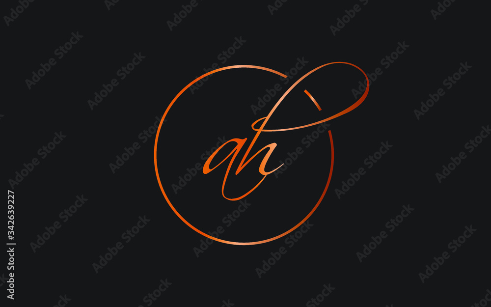ah or ha and a, h Lowercase Cursive Letter Initial Logo Design, Vector ...