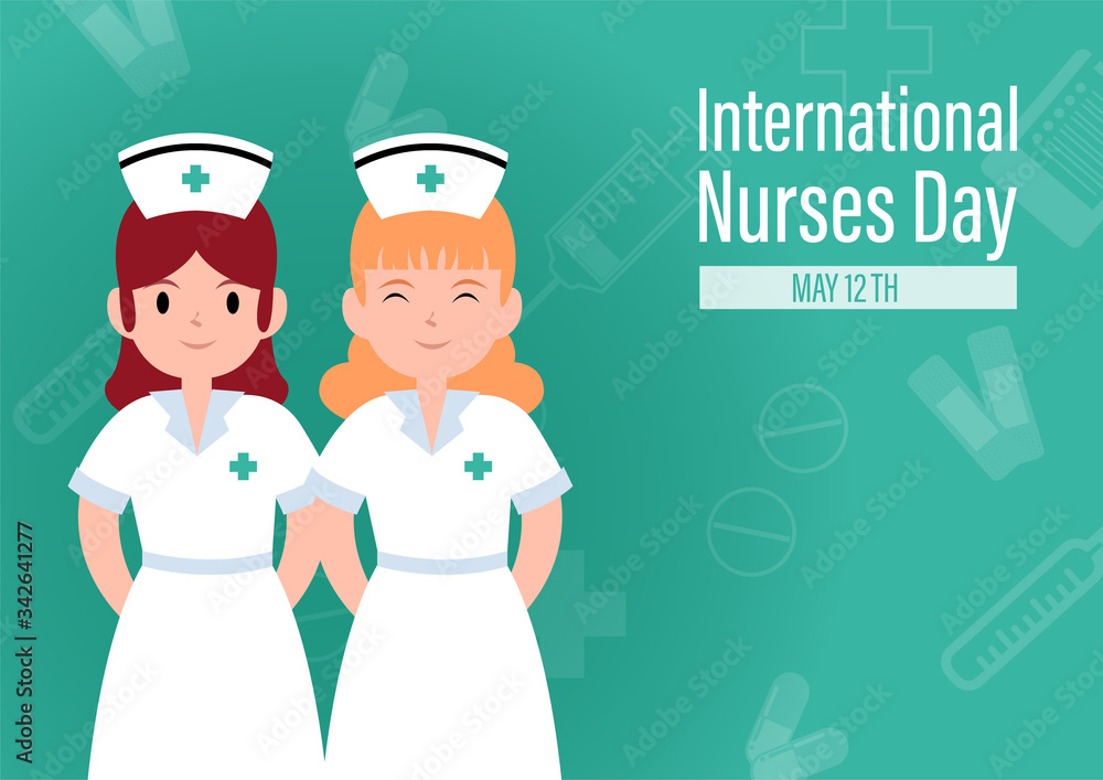 Nurses in cartoon character with wording about international nurse day ...