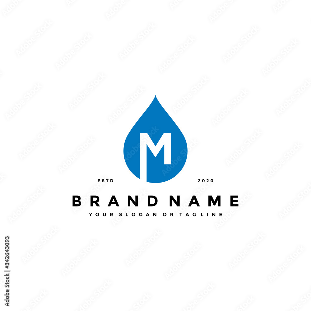 Letter M Water Drop Logo design vector Stock Vector | Adobe Stock