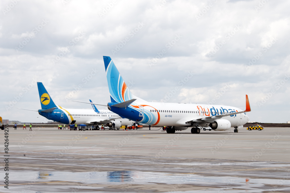 Kharkiv, Ukraine - June 8, 2012: A passenger plane Boeing 737-400 of ...