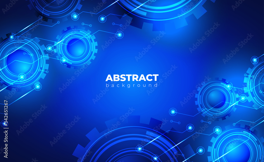 technology background. neon effect. circuit board concept. Gear Wheel ...