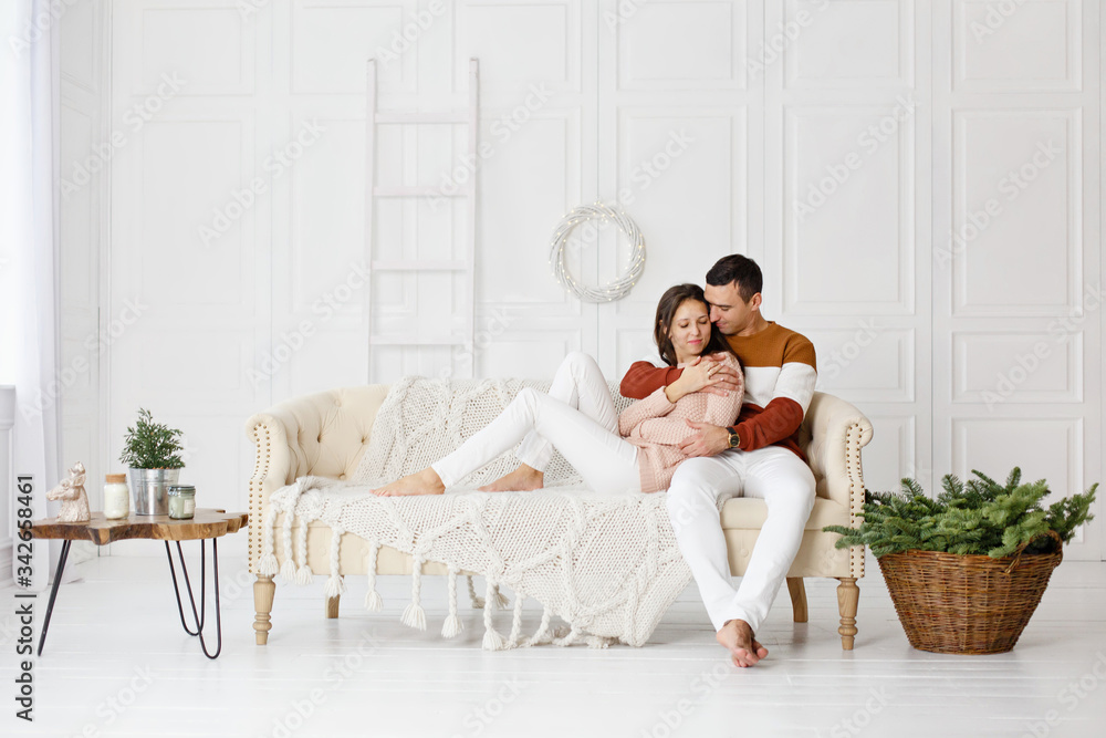 Couple family having fun hugging each other at home. Family happy ...