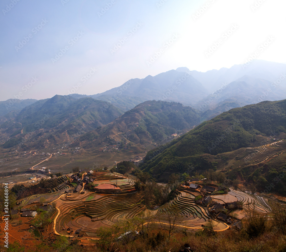 Water on terraces at Muong Hoa valley, Sapa, Lao Cai, Vietnam same ...