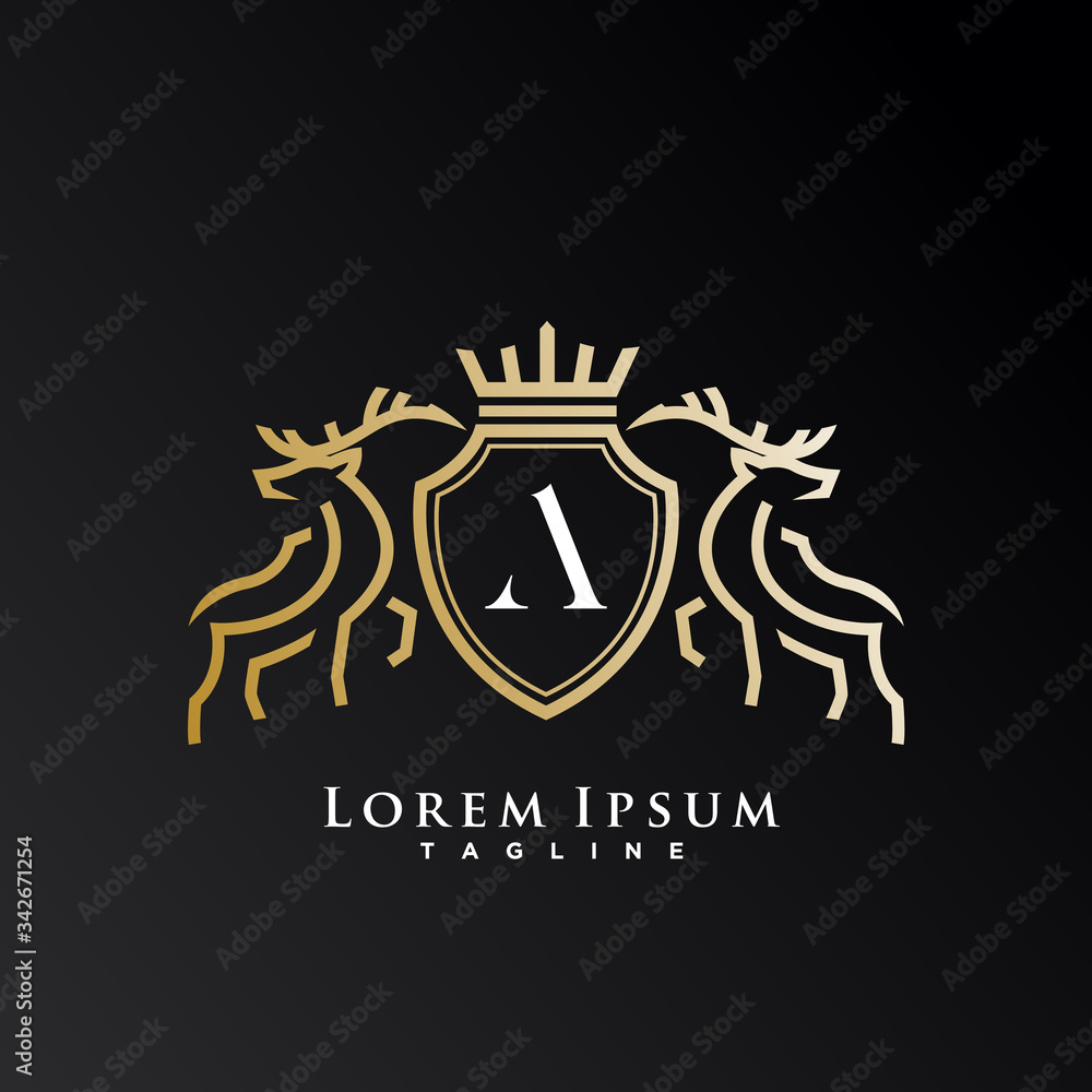 gold, luxury, simple, deer logo. modern icon, template design Stock ...