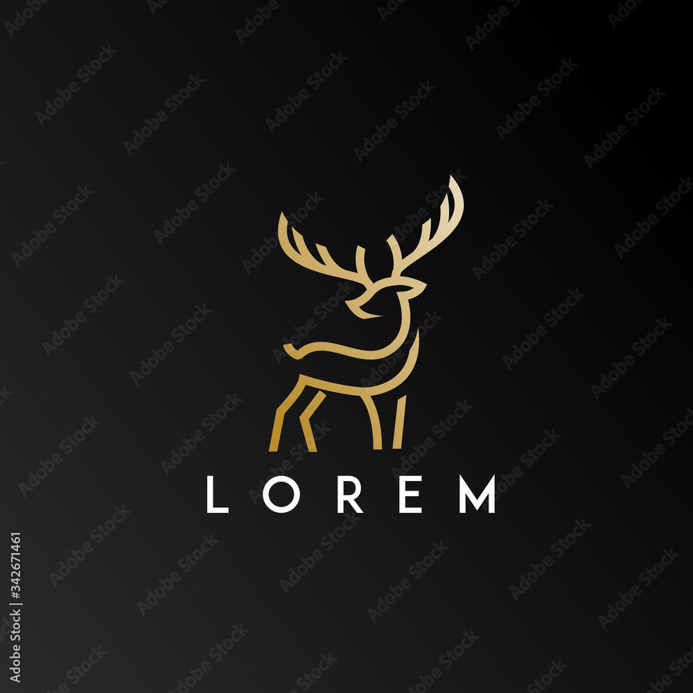 gold, luxury, simple, deer logo. modern icon, template design Stock ...